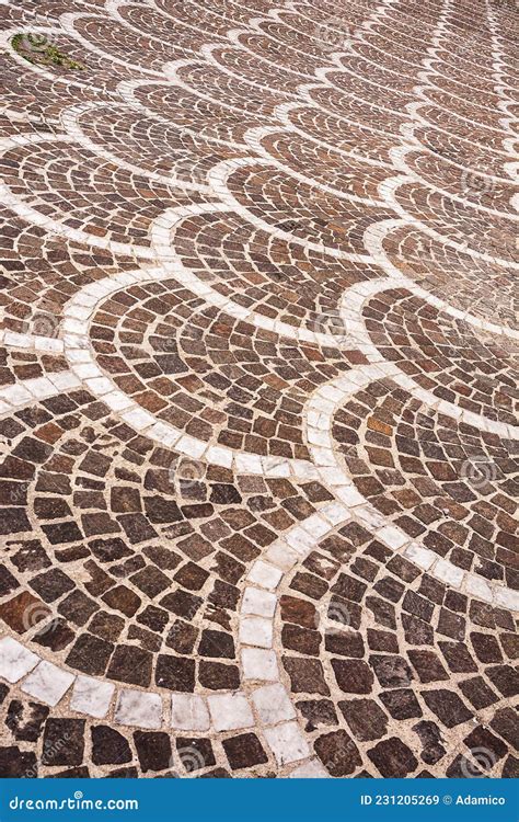 Classic Pavement Of An Ancient Italian City Square Stones Mounted In