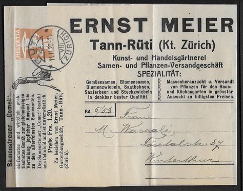1918 Gs Firmen Streifband Illust Meier RÜti Zh Top Ab 1 Gebraucht In Zürich Für Chf 8