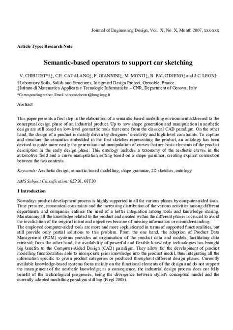 Pdf Semantic Based Operators To Support Car Sketching