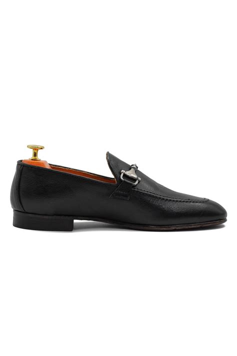 Mens Collapsible Snaffle Bit Loafer In Black Italian Leather Xposed