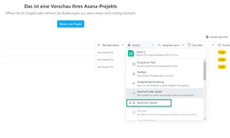 import csv all tasks are in the same column tips and tricks asana