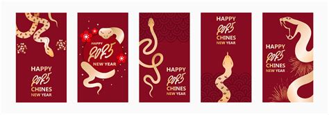 2025 중국 설날 뱀의 해 이야기 전단지 배너 브로셔 카드에 대한 템플릿 세트입니다 빨간 엽서 벡터 일러스트 레이 션 음력설에