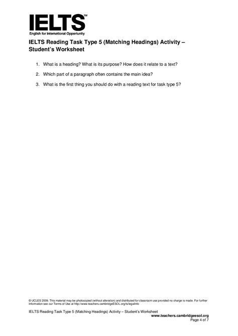 Ielts Reading Answer Sheet