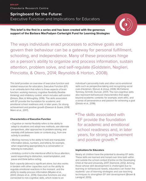 Executive Function And Implications For Educators Insights From
