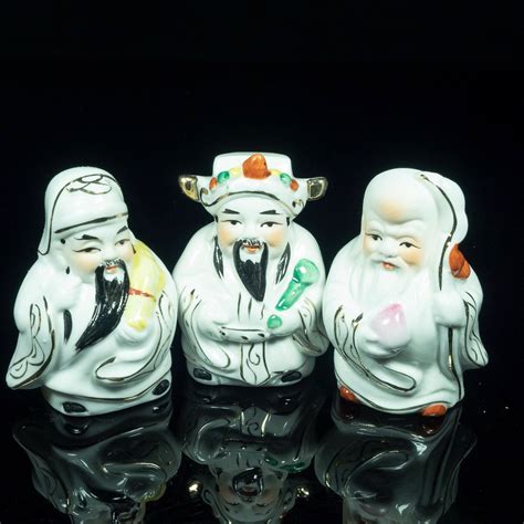 ฮก ลก ซิ้ว เซรามิค ขนาด สูง 7ซม กว้าง 4ซม ลึก 4ซม Hk001 Mongkolromruy