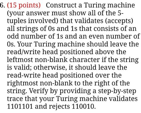 solved 6 15 points construct a turing machine your