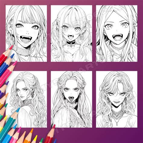 Anime Vampire Girls Coloring Pages 25 Free Printable Vampire Coloring