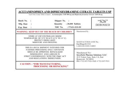 Acetaminophen And Diphenhydramine Citrate
