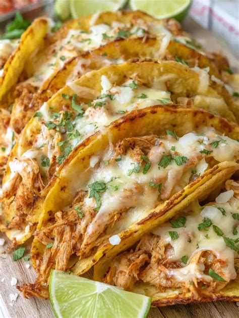 Crispy Chicken Tacos With Melted Cheese And Corn Tortillas Lilicooks