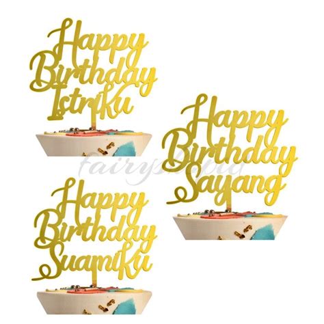 Topper Kue Akrilik Happy Birthday Sayang Istriku Suamiku Cake Topper Happy Birthday Dear My