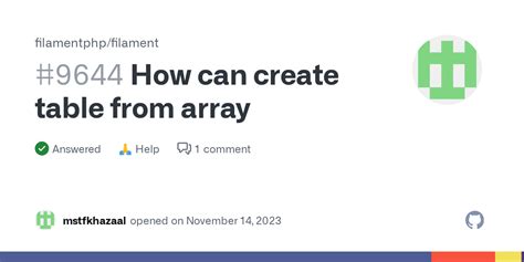 How Can Create Table From Array · Filamentphp Filament · Discussion