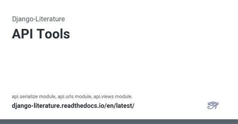Api Tools — Django Literature 012 Documentation