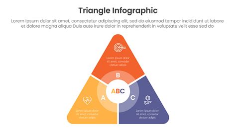 삼각형 기본 모양 인포그래픽 템플릿 배너 에 원이 있는 둥근 삼각형 중앙에 원이 있는 조각 슬라이드 프레젠테이션을 위한 3점 모양 가장자리에 대한 스톡 벡터 아트 및 기타