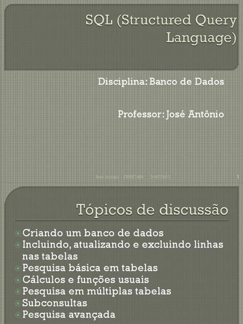 sql structured query language pdf sql tecnologia da informação