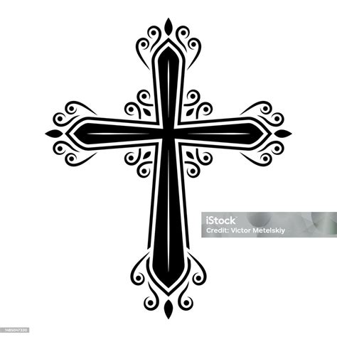 종교 십자가 십자가 아이콘입니다 카톨릭 기독교 화려한 십자가 장식적인 교회 종교 고딕 양식의 상징 벡터 그림입니다 교회에 대한 스톡 벡터 아트 및 기타 이미지 Istock