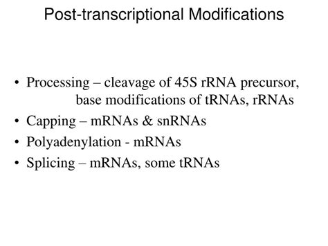 Ppt Post Transcriptional Rna Modifications Powerpoint Presentation Free Download Id 777103