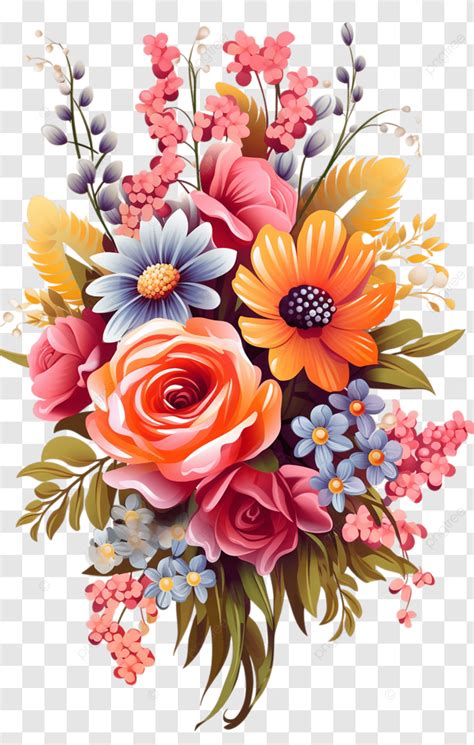 분홍색 장미 노란 데이지와 녹지가 있는 장식 꽃다발 핑크 장미 노란 꽃 장식용 꽃다발 Png 일러스트 및 이미지 에 대한 무료 다운로드 Pngtree