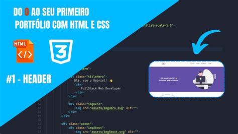 Tutorial Criando PortfÓlio Do 0 Utilizando Html E Css 1 Header Youtube