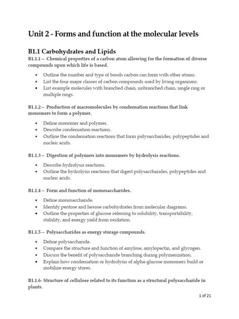 Assessment Statement Unit 2 Pdf Cell Membrane Polysaccharide