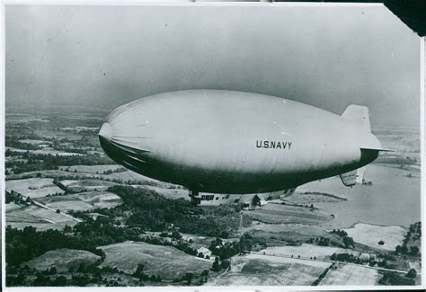 The Us Navys M 1 Blimp Hovers In The Air Demonstrating Its Capabil