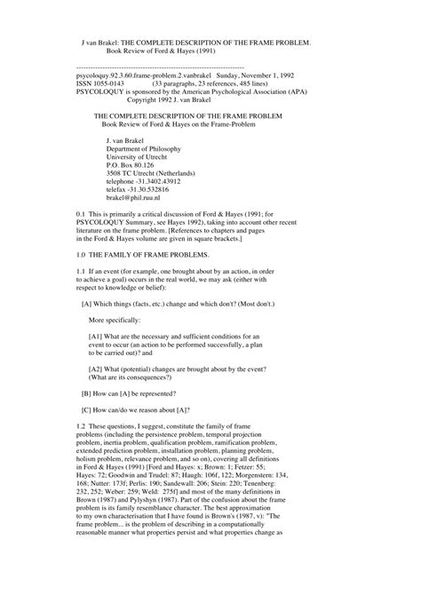 pdf the complete description of the frame problem