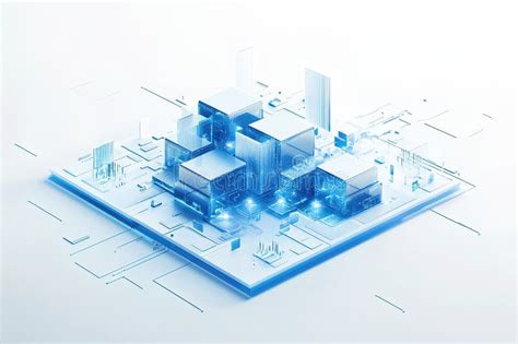 Abstract Blue Network Interconnected Blocks Digital Technology