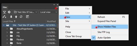 Solved How Can I View Hidden Files In Dreamweaver Local F Adobe Product Community 13897867