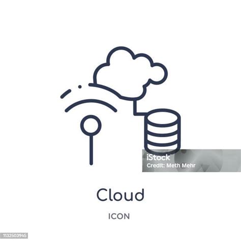 Electrian 연결 개요 컬렉션에서 선형 구름 아이콘입니다 얇은 라인 구름 벡터 흰색 배경에 고립입니다 구름 유행 삽화 0명에 대한 스톡 벡터 아트 및 기타 이미지