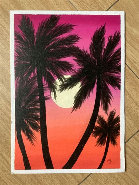 Sunset Palm Tree Acrylic Painting