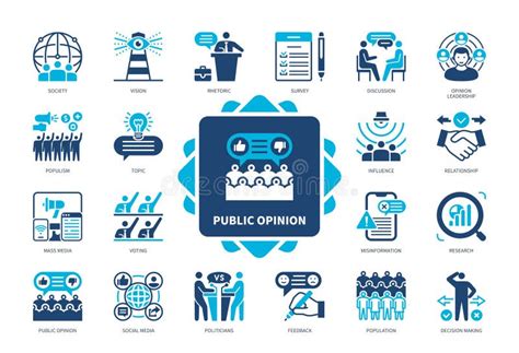 Public Opinion Solid Icon Set Stock Vector Illustration Of Symbol Society 347735628