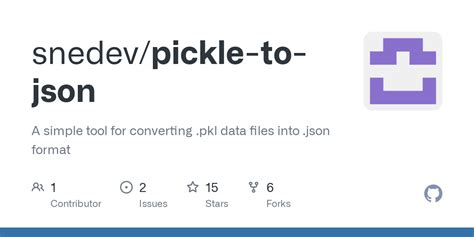 Github Snedevpickle To Json A Simple Tool For Converting Pkl Data Files Into Json Format