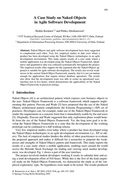 PDF A Case Study On Naked Objects In Agile Software Development