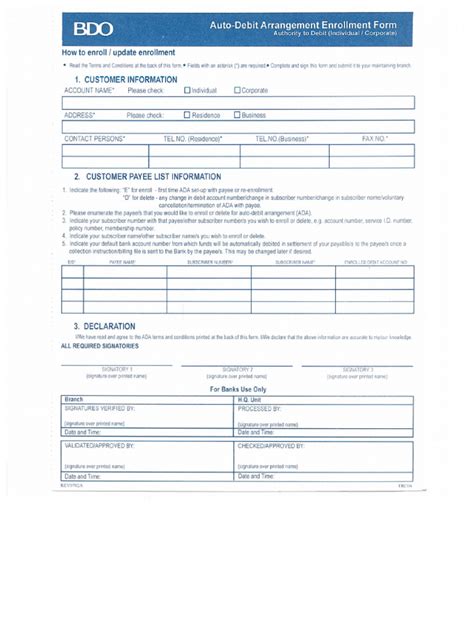 Bdo Ada Form Pdf