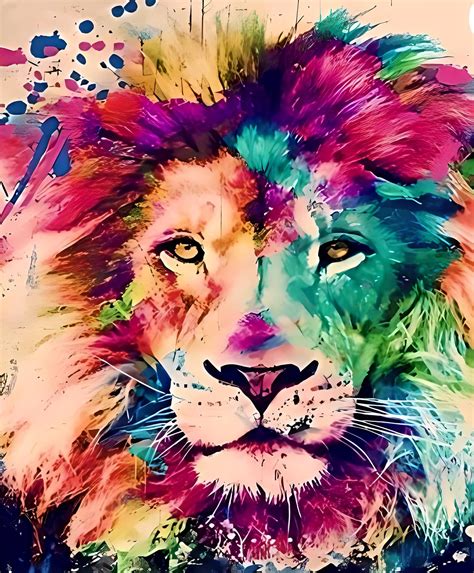 Colorful Lion Artistic Photo