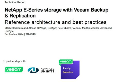 Technical Report 4948 Netapp E Series Storage With Veeam Backup