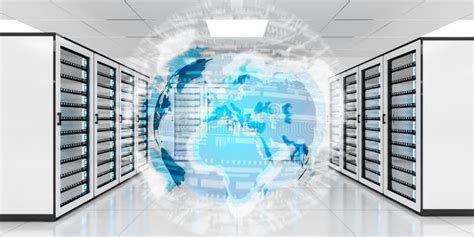 Man Working Data Center Technical Room Hosting Server Database Stock Vector Illustration Of