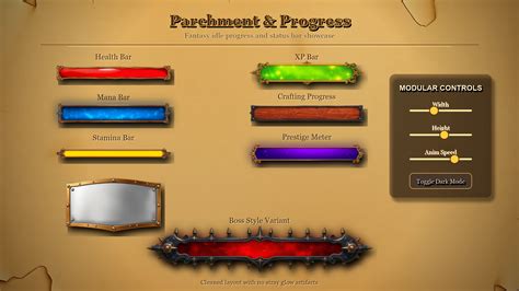 Fantasy Rpg Hud Pack Health Mana And Xp Bars 12 Ui Elements By