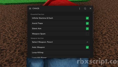 CHAOS Infinity Stamina Dash Silent Aim Spam Weapon Scripts RbxScript