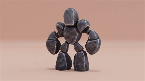 3d Model Stone Golem Character Minimalistic Cute Vr Ar Low Poly