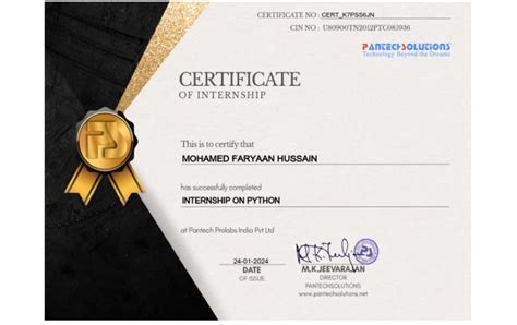 Mohamed Faryaan Hussain On Linkedin Python Ai Pantechai Internshipcomplete
