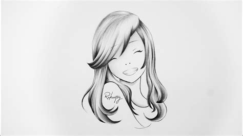 Anime Girl Smiling Drawing