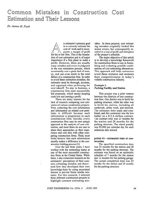 Common Mistakes In Construction Cost Estimating Pdf