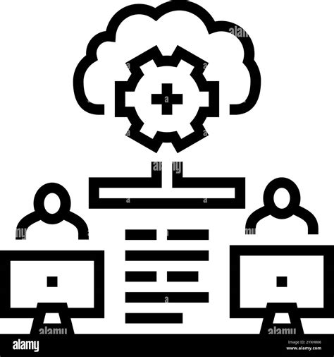 Collaboration Cloud Computing Line Icon Vector Illustration Stock