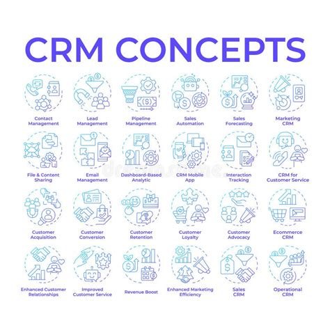 Crm Blue Gradient Concept Icons Stock Illustration Illustration Of Vector Software 335025121