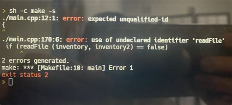 Solved Sh C Make S Main Cpp 12 1 Error Expected Chegg Com