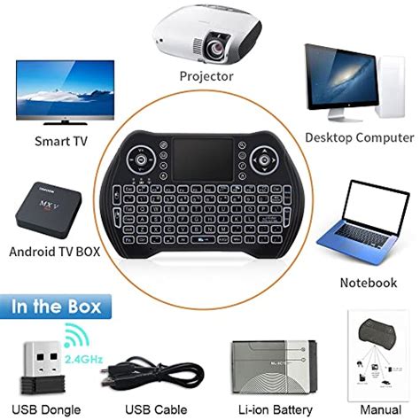 Bl Mini Wireless Keyboard Remote Control With Touchpad Mouse Combo Backlit 2 4ghz Mini Keyboard