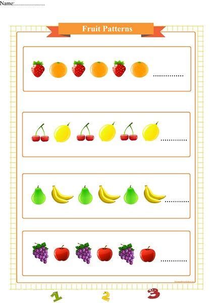 Fruit Patterns Free Math Worksheets Free Math Worksheets Fruit