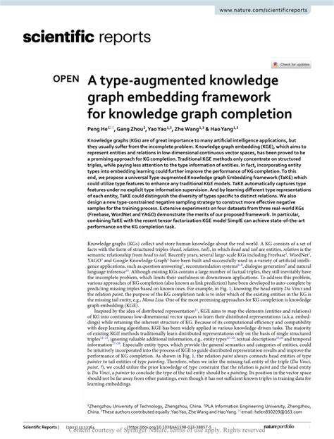 Pdf A Type Augmented Knowledge Graph Embedding Framework For