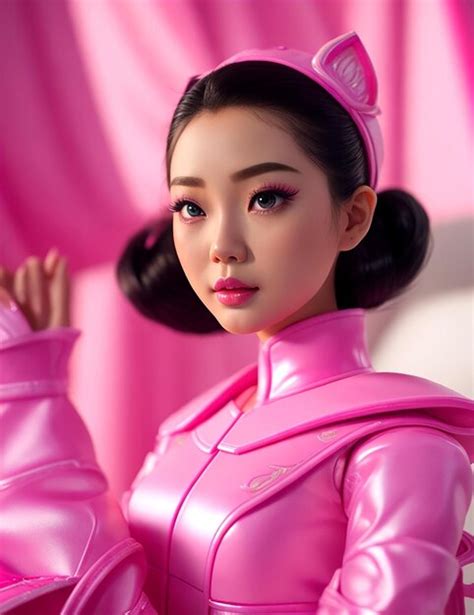 Premium Ai Image Cute Girl With Pink Dress And Hair