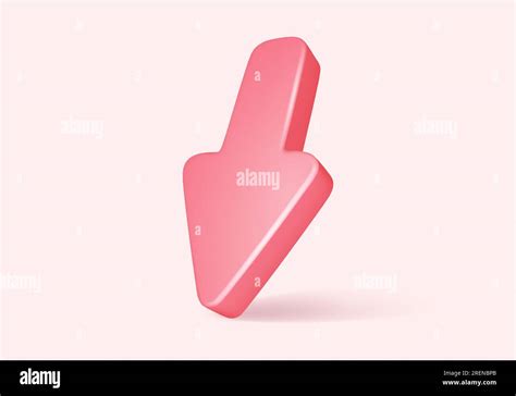 Realistic Pink Down Arrow Sign In 3d Style Direction Pointer And Direction Cursor Vector